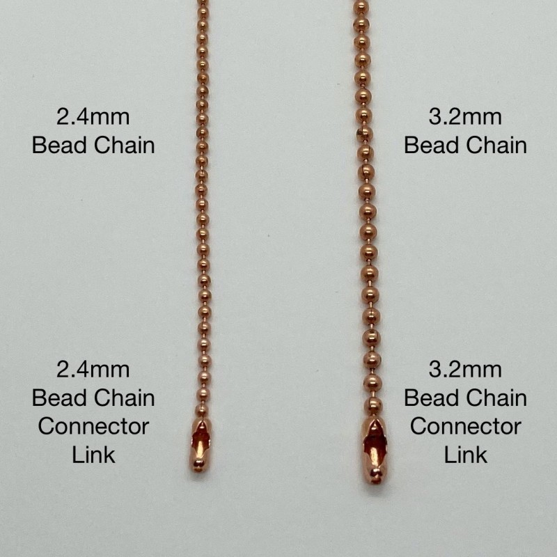 Natural Copper Bead Chain Connector Link 3.2mm - Pack of 5 - Will Tarnish