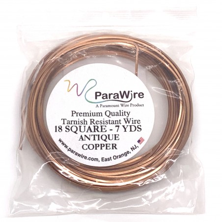 ParaWire 18ga Square Antique Copper Wire with Anti Tarnish Coating - 6. ...