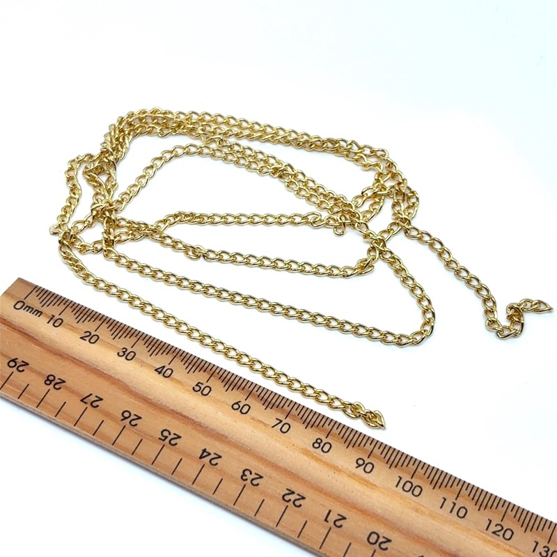 Curb 3.4mm Brass Chain with Gold Plating - 1 Metre